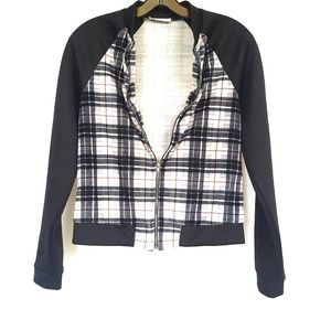 Jackets & Coats | Black Checked Zip Jacket | Poshmark